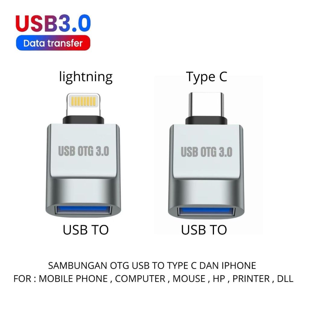 Jual Otg Type C / OTG tipe c 3.0 / Lightning OTG USB 3.0 Adapter ...