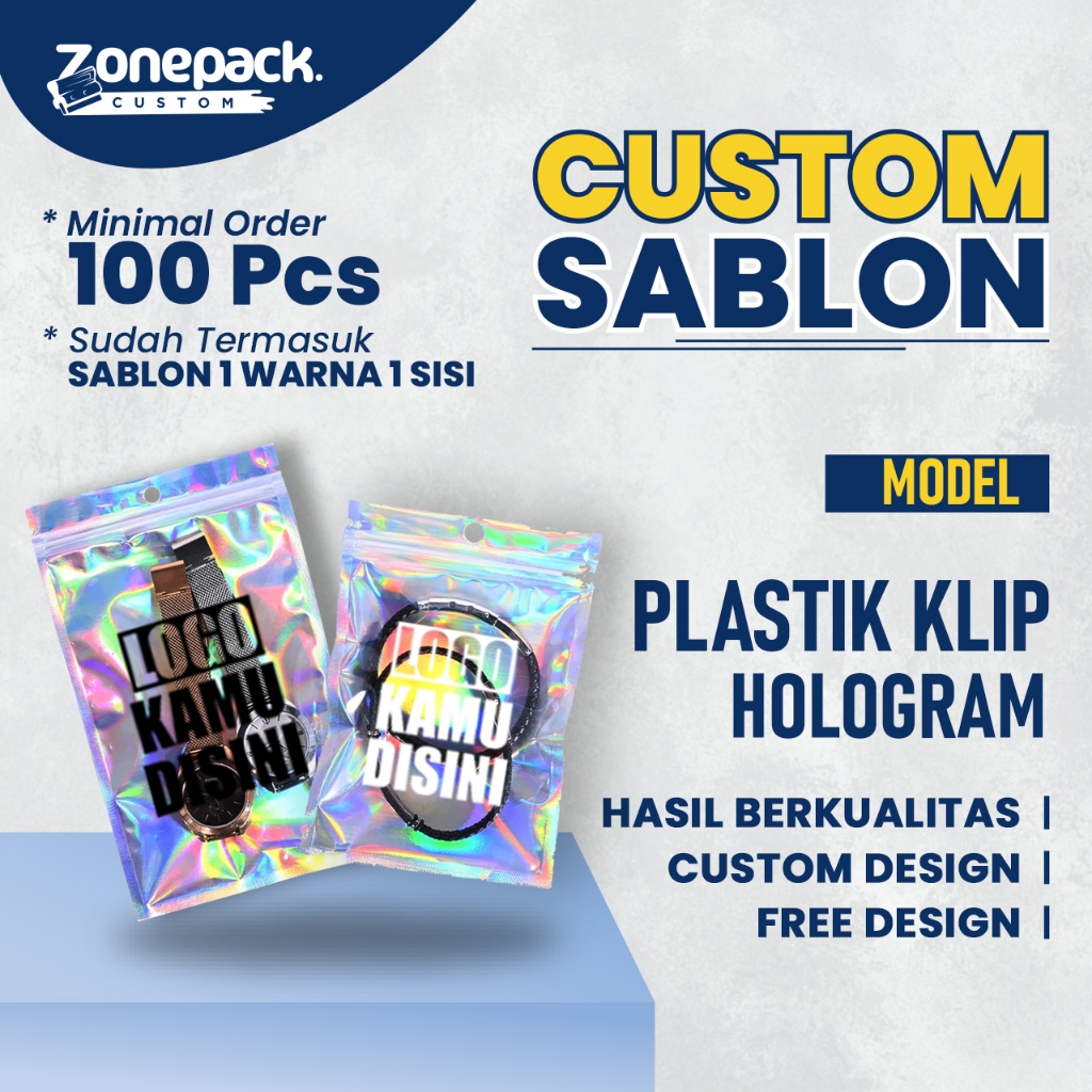Jual Sablon Plastik Klip Hologram Flat | Custom / Free Desain Platik ...