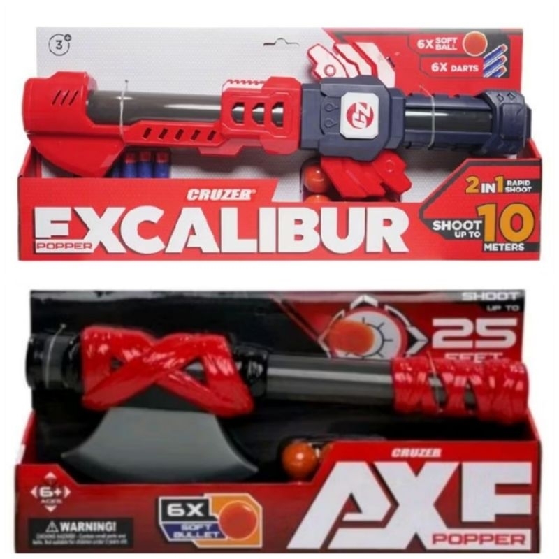 Jual Mainan Tembakan Cruzer Excalibur/ Axe Popper Set Weapon-X Pretend ...