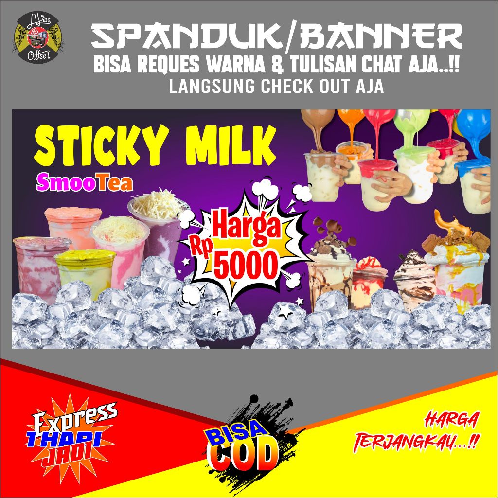 Jual SPANDUK BANNER ES STICKY MILK LOVA | Shopee Indonesia