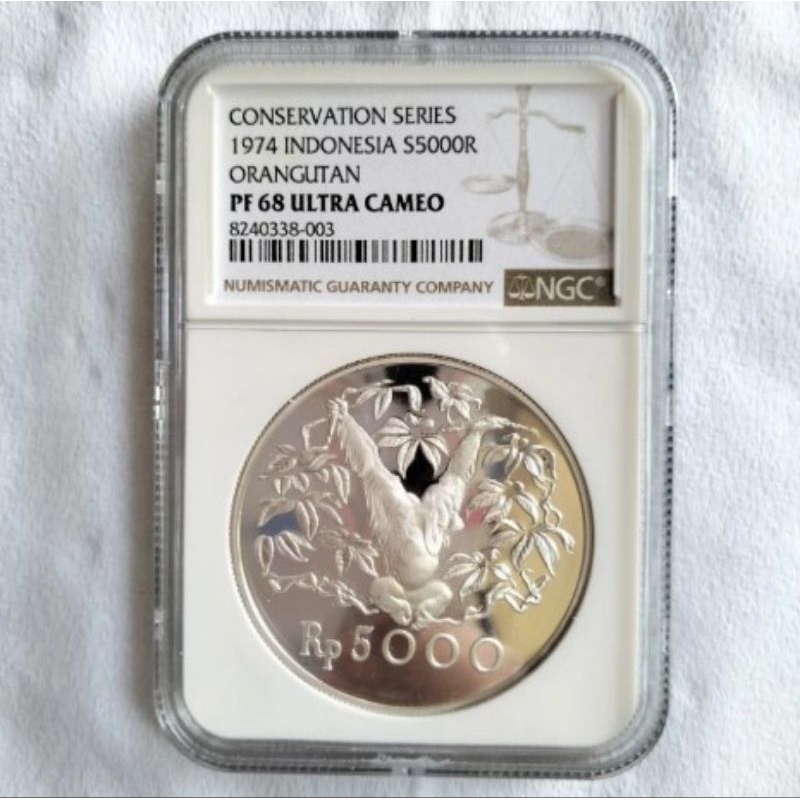 Jual NGC PF 68 koin perak 5000 rupiah 1974 WWF orang utan otan silver ...