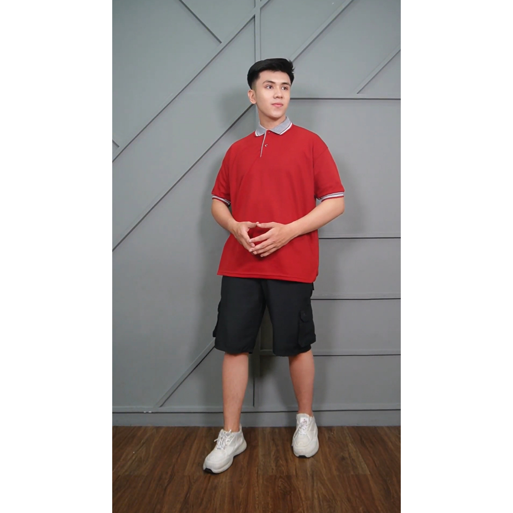Jual Poloshirt Premium Marun Kaos Kerah Polo Abu Stripe Kombinasi Pendek (Sablon & Bordir logo ...