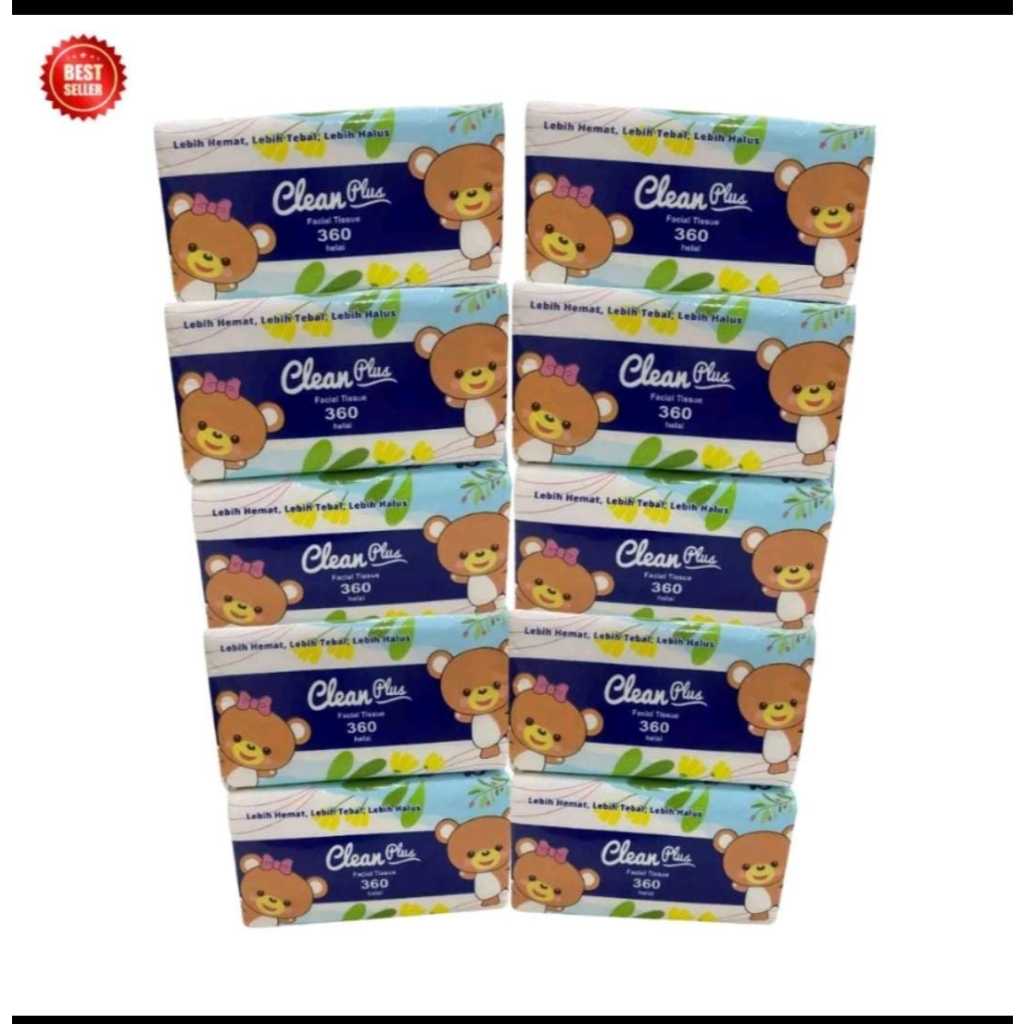 Jual 10 Pack Tisu Murah Tissue Clean Plus 360 Helai 2ply | Shopee Indonesia