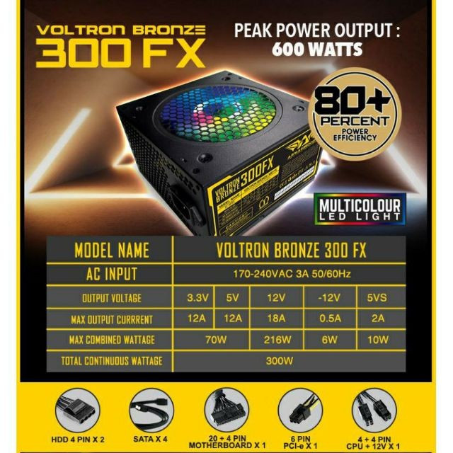 Jual Power Supply ARMAGEDDON Voltron Bronze 300FX - 80+ with Led RGB PSU | Shopee Indonesia