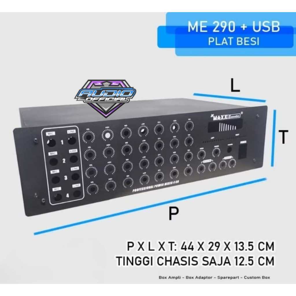 Jual Bok Power + Mixer / Box Power Amplifier + Mixer 4 Channel + USB Maxx ME 290 Plat Tebal ...