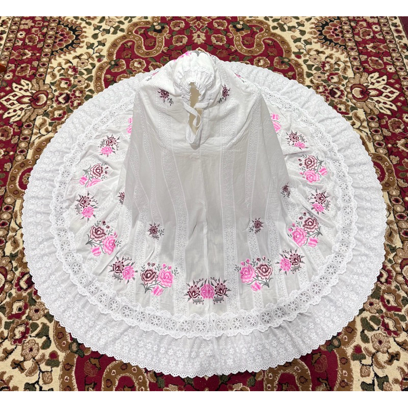 Jual Mukena Bordir Suji Ros Bukittinggi bahan katun bordir keliling ...