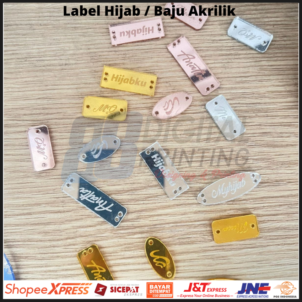 Jual Label Hijab Baju Akrilik / Custom Label Akrilik Gold / Cutting ...