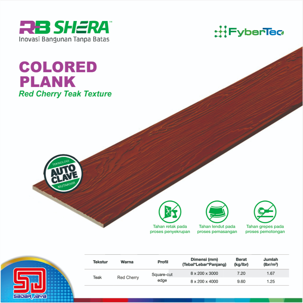 Jual RB SHERA Plank Teak Red Cherry 20cm x 3meter x 8mm Lisplang Warna Merah Kecoklatan Tekstur ...