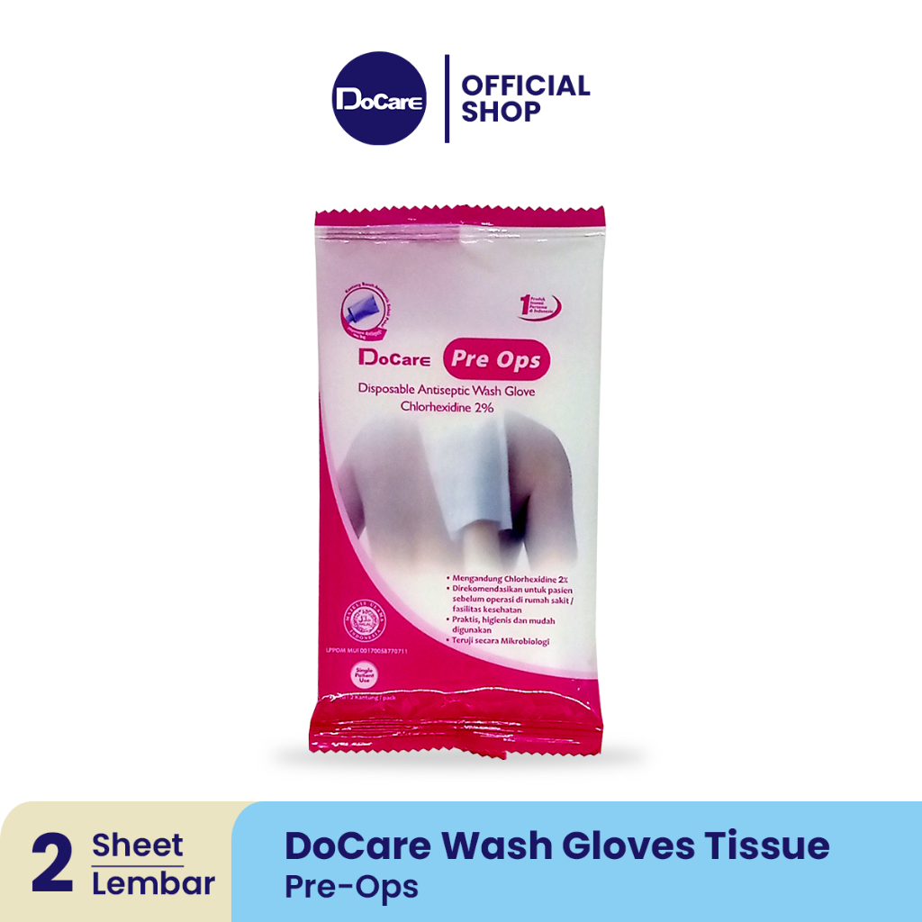 Jual Docare Wash Gloves Pre - Ops 2 sheet / Washlap Non Alcohol ...