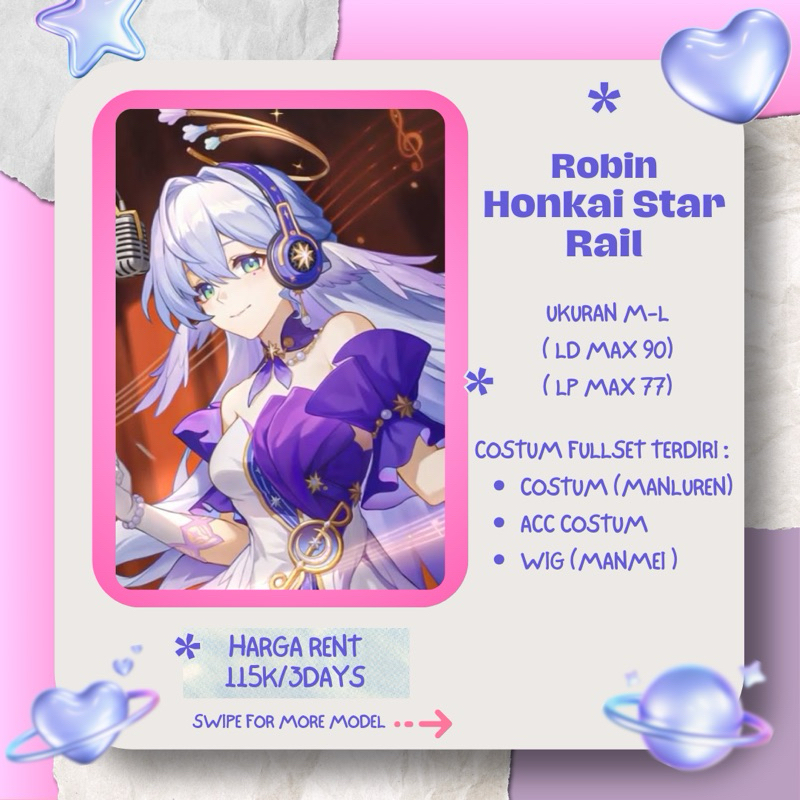 Jual SEWA / RENTAL COSTUM ROBIN HONKAI STAR RAIL | Shopee Indonesia