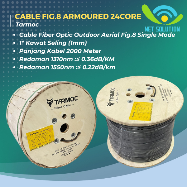 Jual Tarmoc Fiber Optic Cable Fig 8 Armoured 24 Core 2000m | Kabel ...
