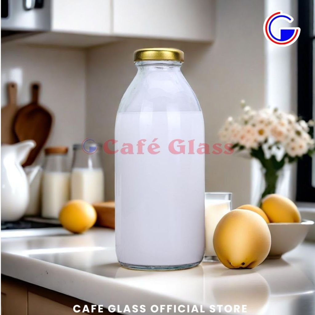 Jual BOTOL GELAS SUSU 500ML / BOTOL JUS / BOTOL KACA 500ML TUTUP GOLD ...