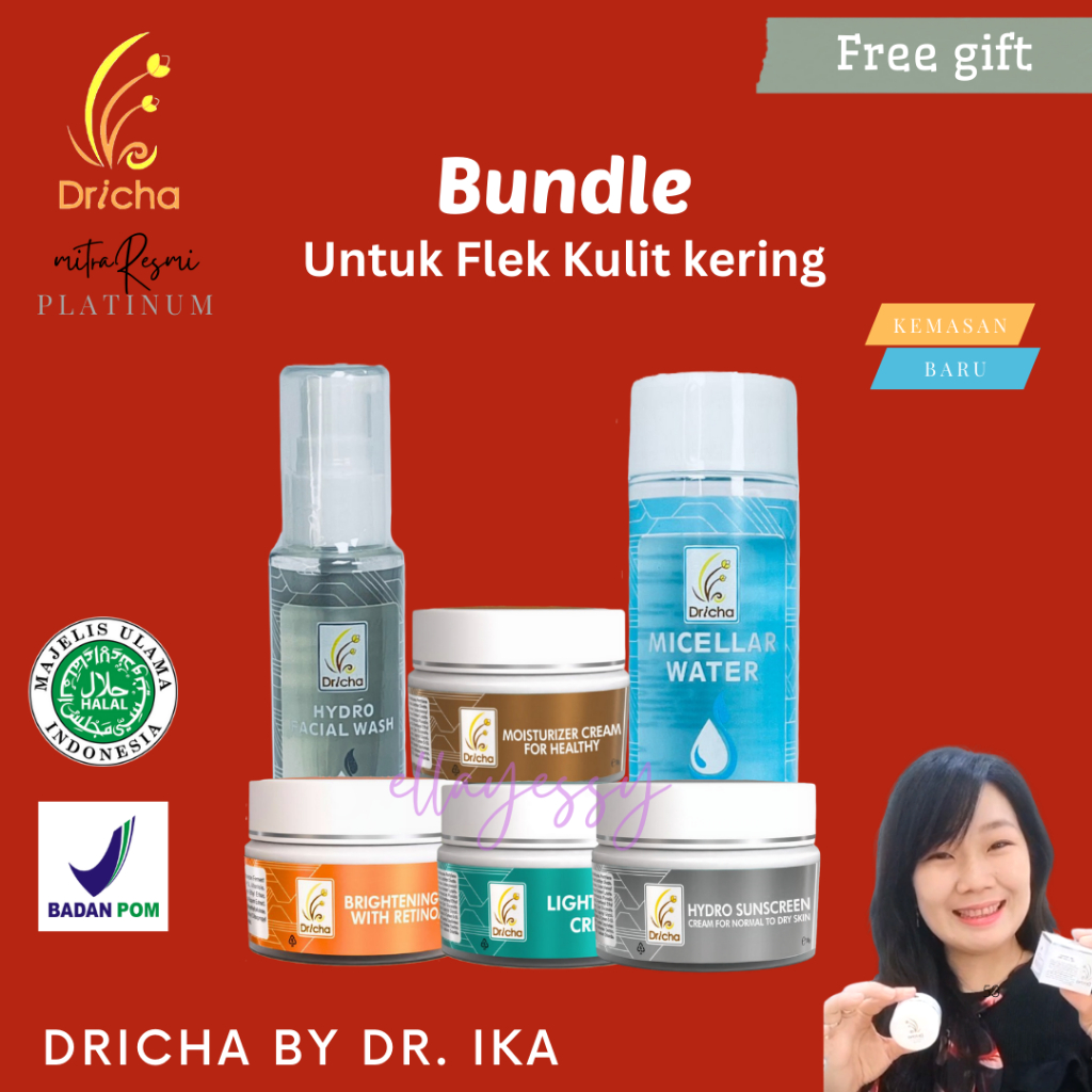 Jual DRICHA bundling micelar water+fw hydro+sunscreen hydro ...