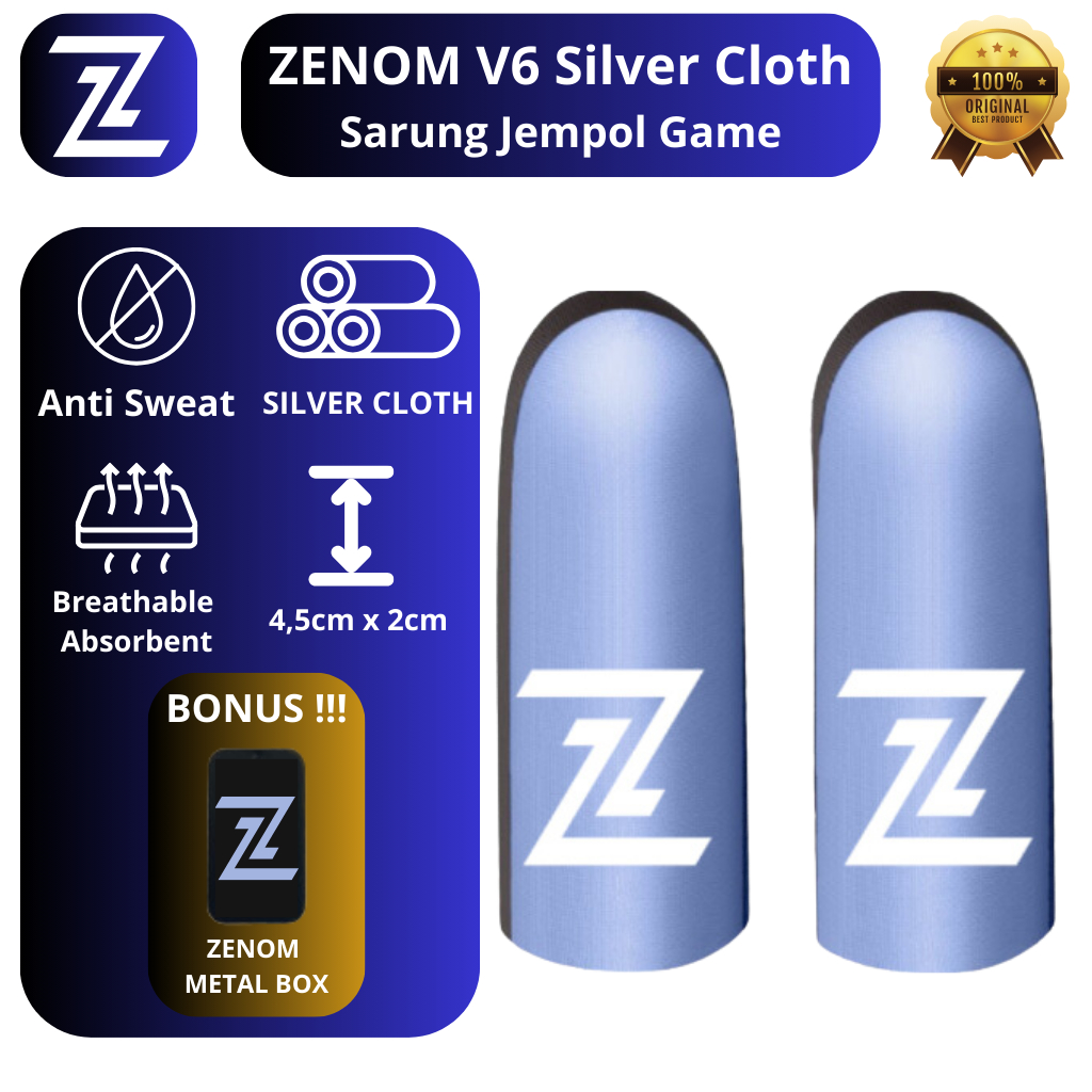 Jual Sarung Jempol Gaming ZENOM V6 Silver Cloth Original Anti Keringat ...