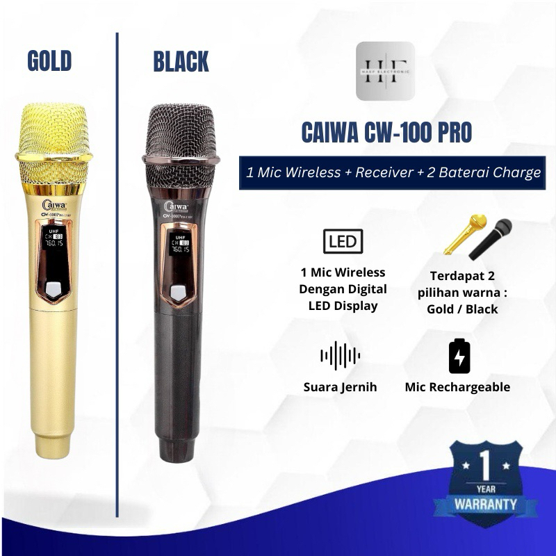 Jual Mic Wireless CAIWA CW-100 Pro Rechargeable Microphone Wireless ...