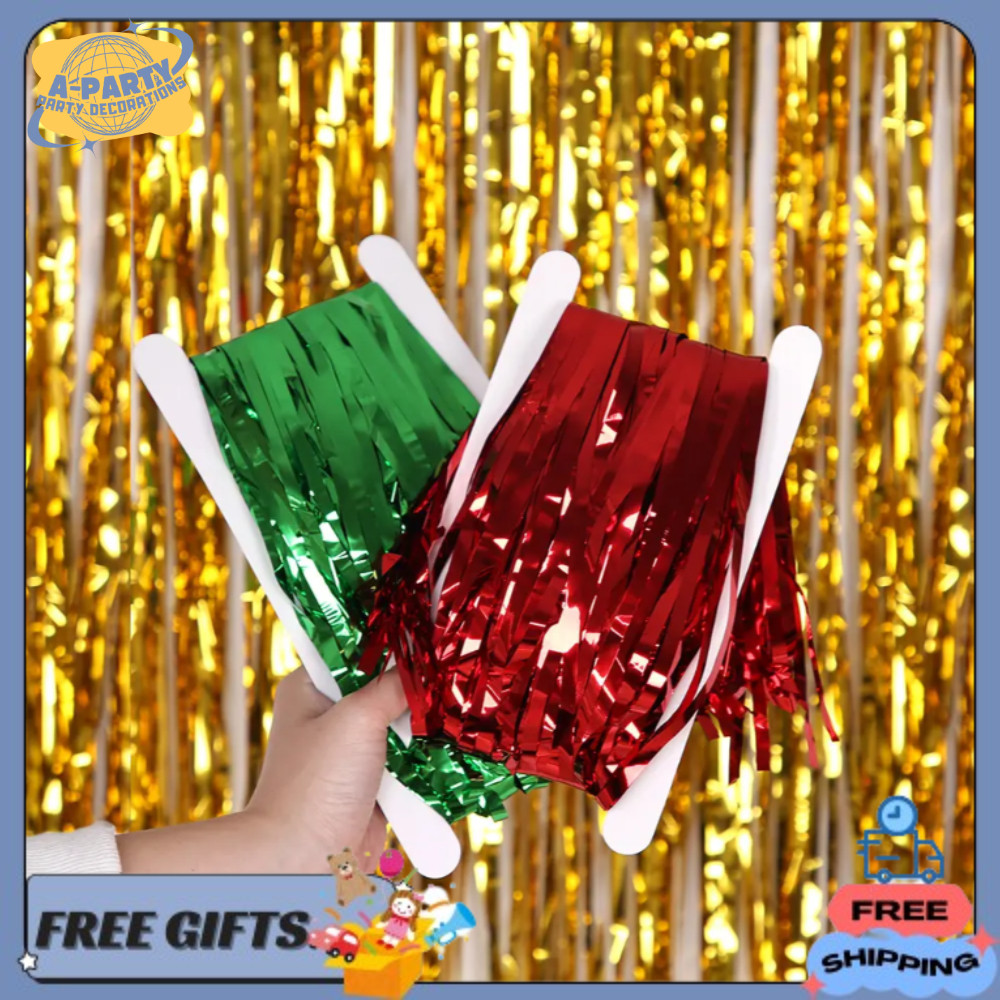 Jual Tirai Rumbai Tirai Foil Backdrop Warna Warni Tirai Ulang Tahun ...