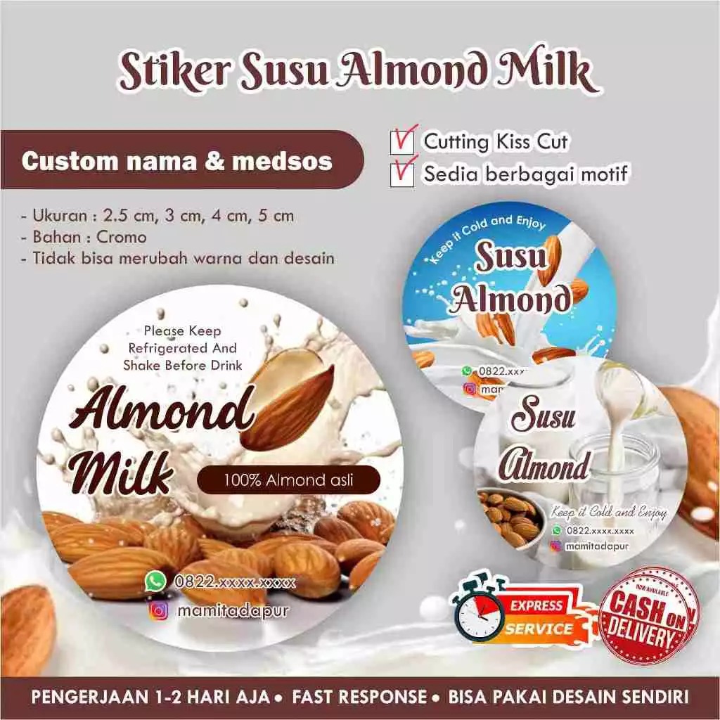 Jual Stiker Almond Milk / Susu Almond Cromo bulat / Label kemasan ...