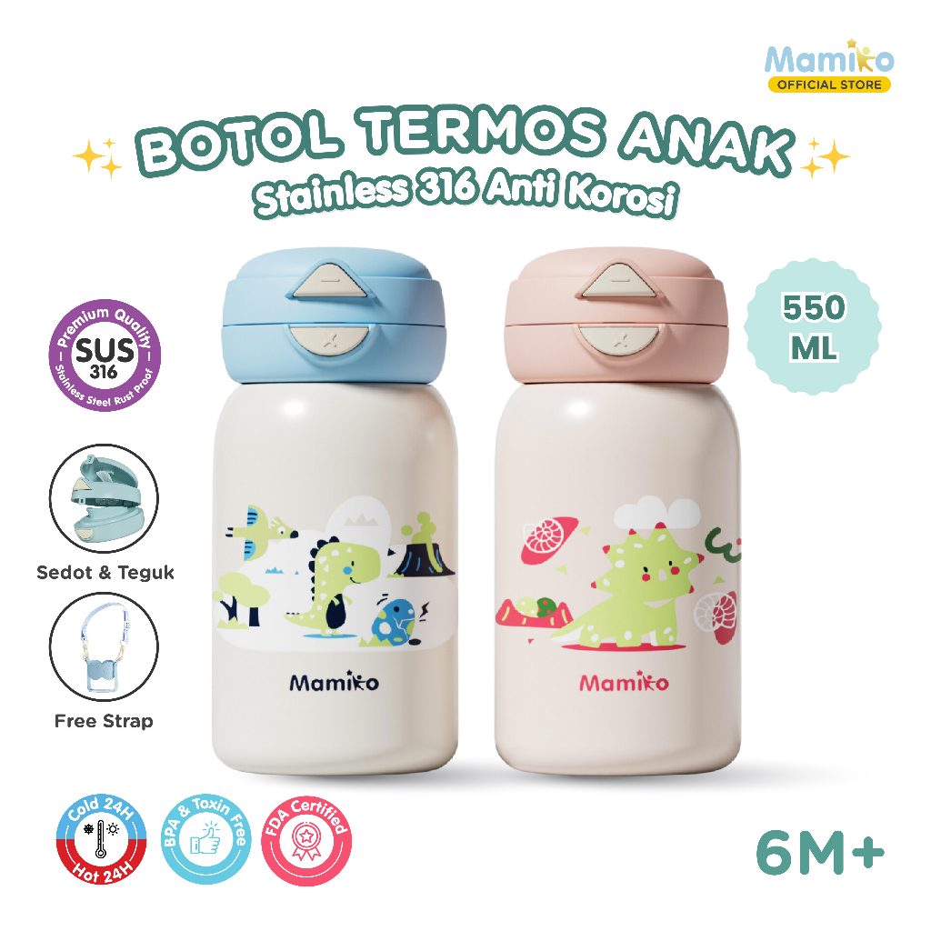 Jual 【Tahan Panas Dingin 24 Jam】Mamiko Termos Air Panas Dingin Anak ...