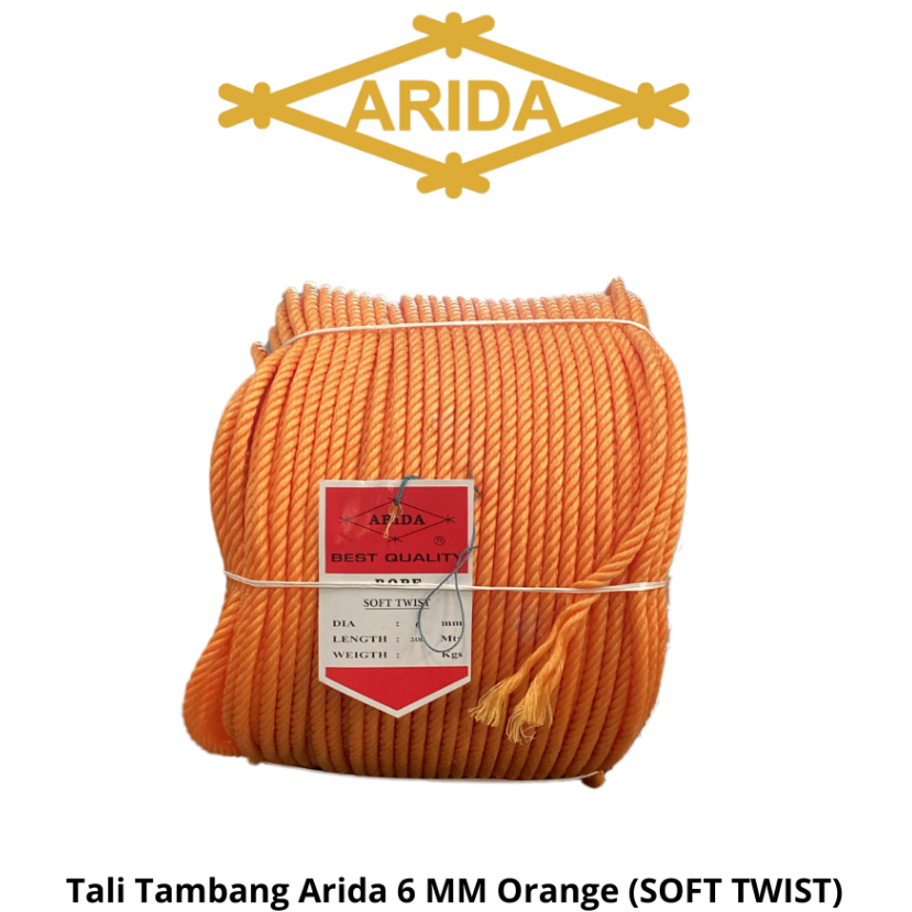 Jual Tali Tambang Arida 6 MM Orange (SOFT TWIST) | Shopee Indonesia