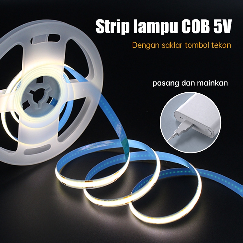 Jual Paket strip lampu LED Cob USB 5V lampu strip tak berguna fleksibel ...
