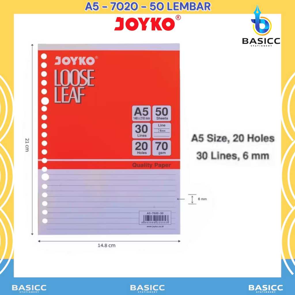 Jual Joyko Loose Leaf 50-Lembar Kertas Binder Bergaris | A5-7020-50 | Shopee Indonesia