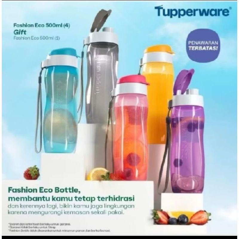 Jual ECO botol ulir dan fashion flip 500ml tupperware(1) | Shopee Indonesia