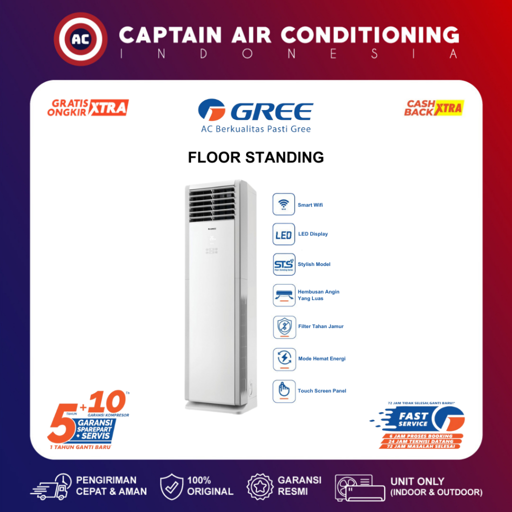Jual GREE AC Floor Standing GVC-24STS (1 Phase) 3 PK | Shopee Indonesia
