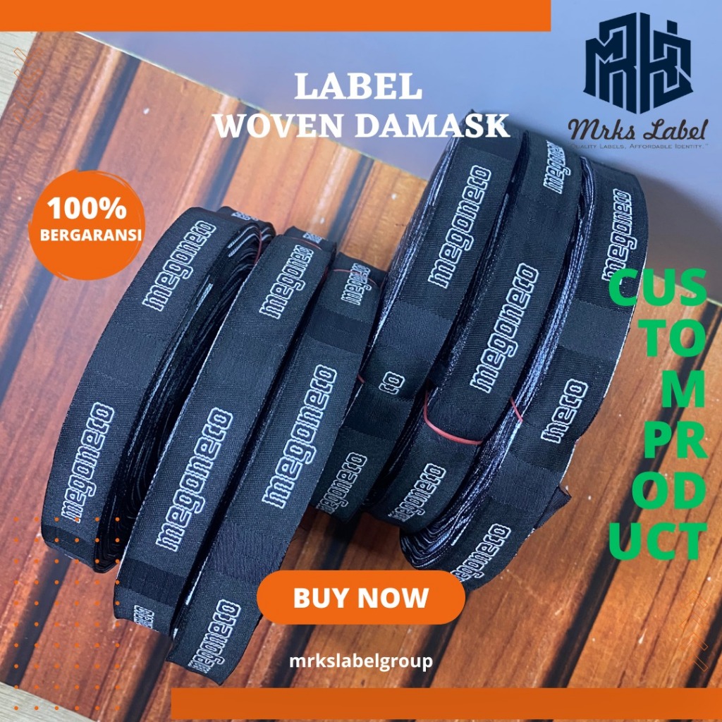 Jual label costum FREE DESIGN lebar 1-2cm woven bordir, label pakaian ...