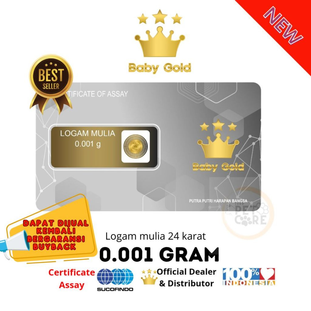 Jual Baby Gold Emas Mini Logam Mulia 0.001 Gram Laminating | Shopee ...