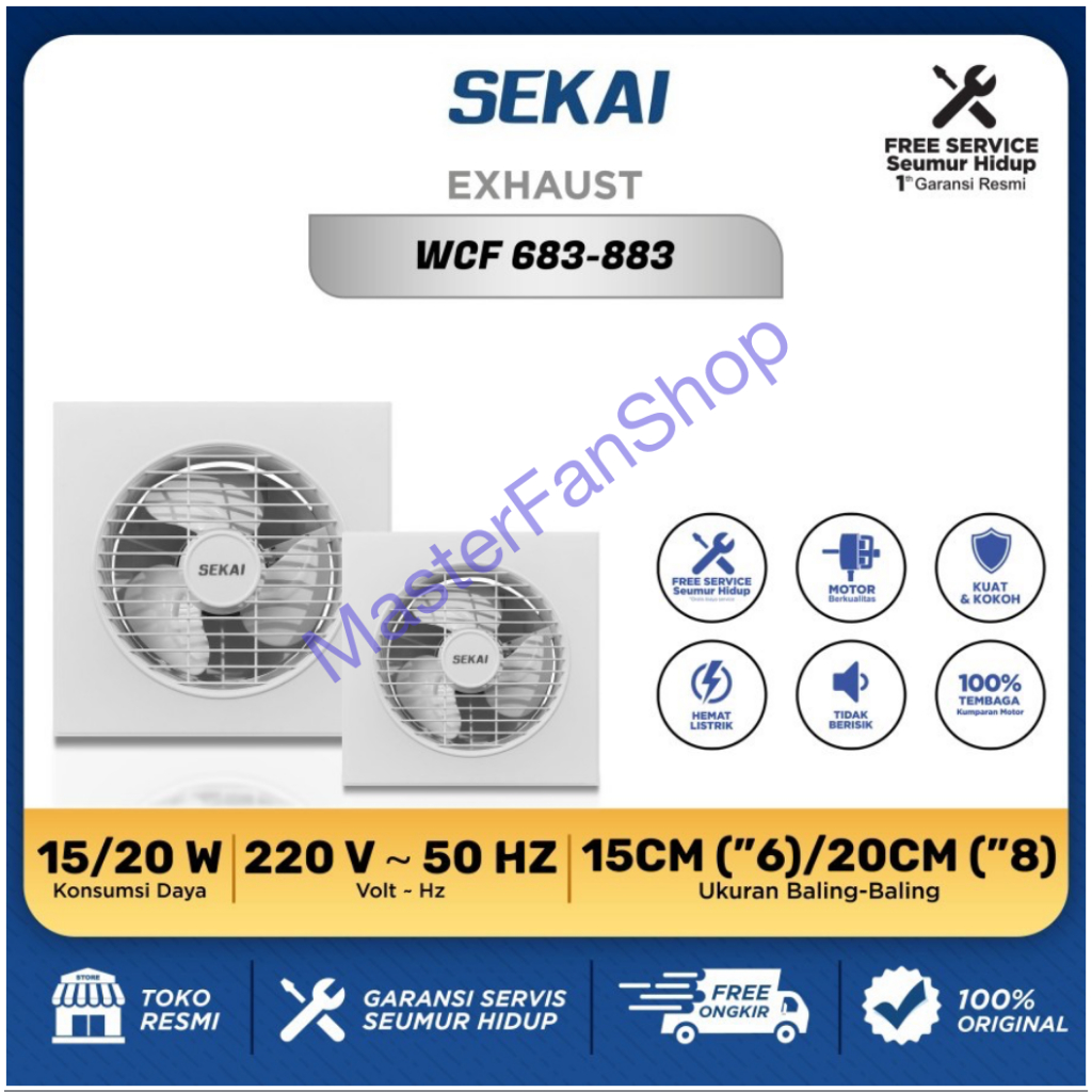 Jual SEKAI WCF 883 Kipas Exhaust Fan Dinding Plastik Satu Arah 8”/20cm [Grab/Gojek Medan ...