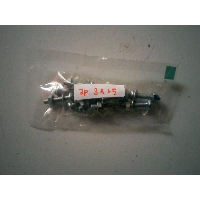 Jual Isi 10 Set Baut JP M3x15mm Mur Putih Ring Plat Drat 3mm Panjang Baut 15mm | Shopee Indonesia