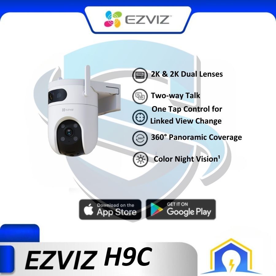 Jual Ezviz H9c Dual-Lens 2K 3MP Smart Home Wifi Pan Tilt IP Camera CCTV ...