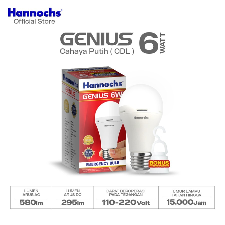 Jual HANNOCHS GENIUS 6, 8, 10, 12, 15 Watt - Lampu LED AC/DC - Lampu ...