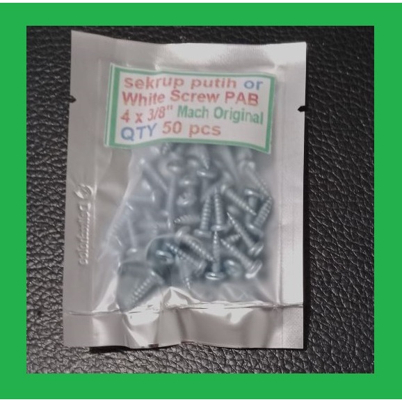 Jual QTY 50 pcs sekrup putih or White Screw PAB 4 x 3/8" Mach Original ...