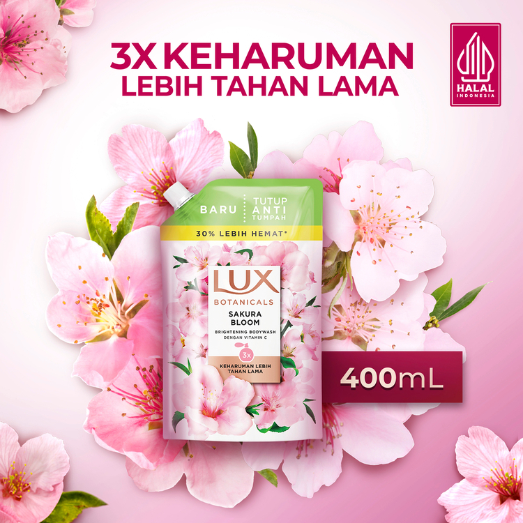 Jual Lux Botanicals Body Wash Refill Sakura Bloom Kulit Glowing 400ml | Shopee Indonesia