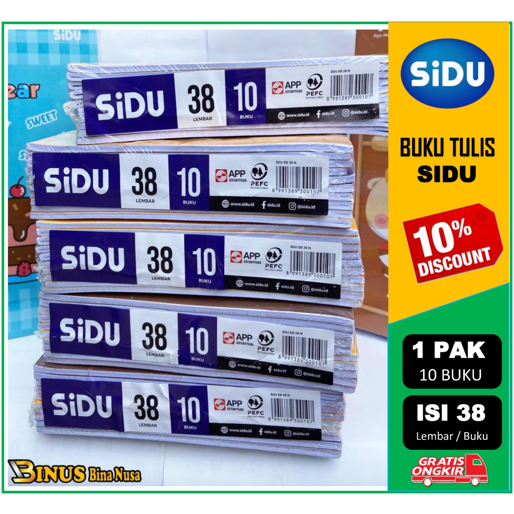 Jual Buku Tulis SIDU 38 Lembar per Pack isi 10 Buku | Shopee Indonesia