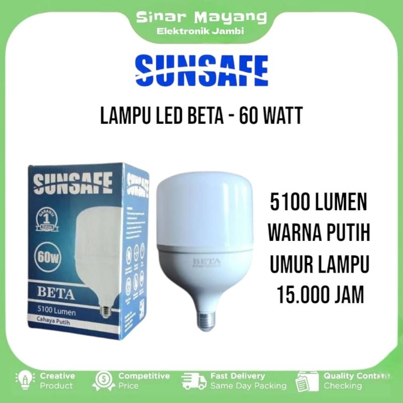 Jual Lampu LED SUNSAFE BETA 60 Watt/ Lampu LED Bergaransi Dengan Harga Murah/ Garansi 1 Tahun ...