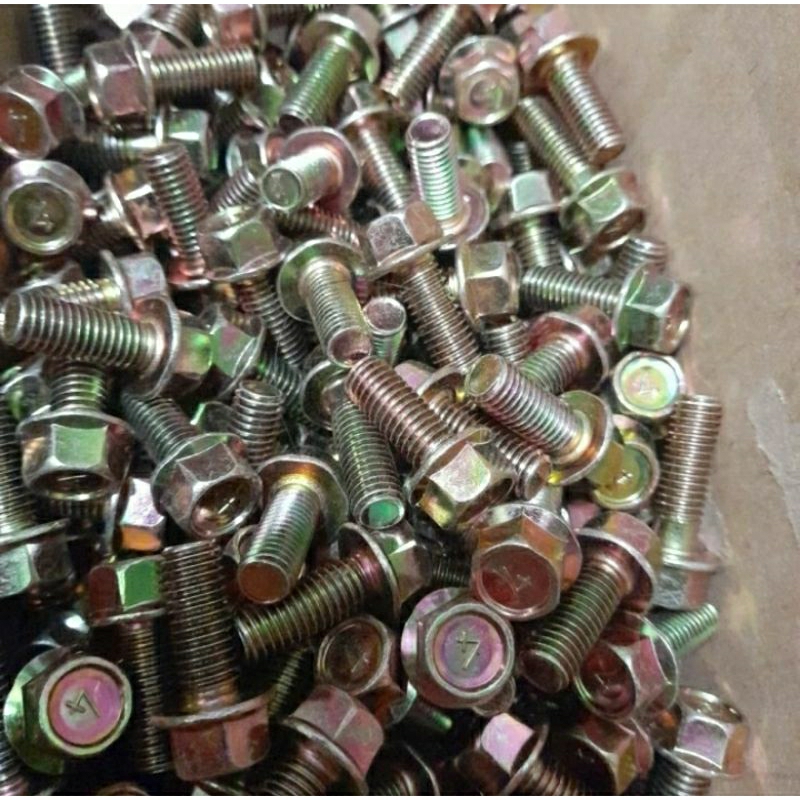 Jual Paket 50 pcs Baut Flange M8×16 Flange bolt Putih kuning hijau | Shopee Indonesia