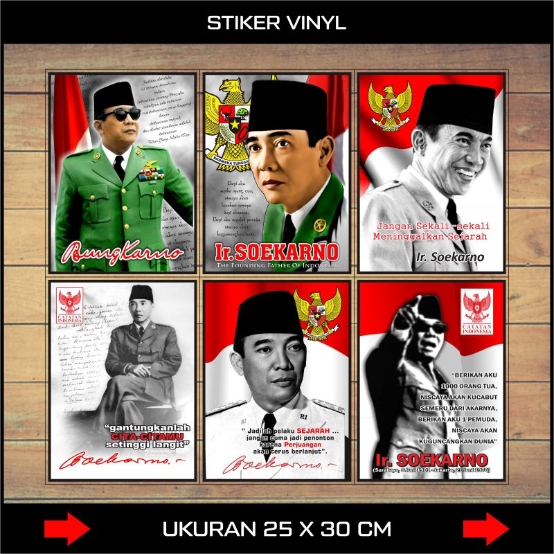 Jual Sticker Soekarno, Bung Karno Ukuran Vinyl Besar / Sticker Dasboard ...