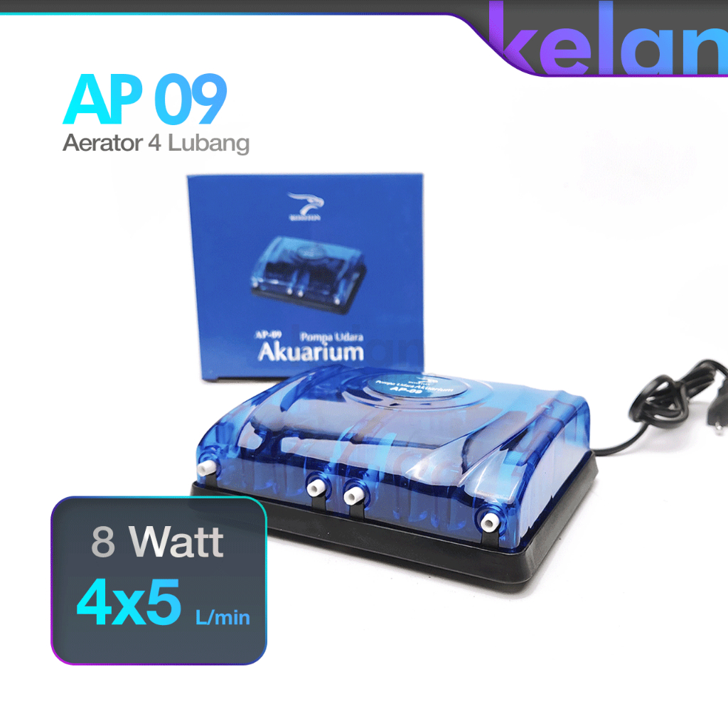 Jual Aerator 4 Lubang Aquarium ROSSTON AP 09 Mesin Pompa Udara 8 Watt dengan knob Low High ...
