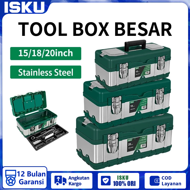 Jual ISKU Tool Box Besar 15-20 Inch/Baja Tool Box set Lengkap Kotak Perkakas Besar Kotak ...