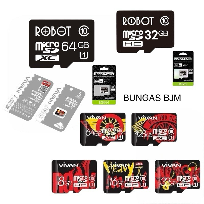 Jual ROBOT MEMORY CARD VIVAN ROBOT MICRO SD 8GB 16GB 32GB 64GB CLASS 10 ...