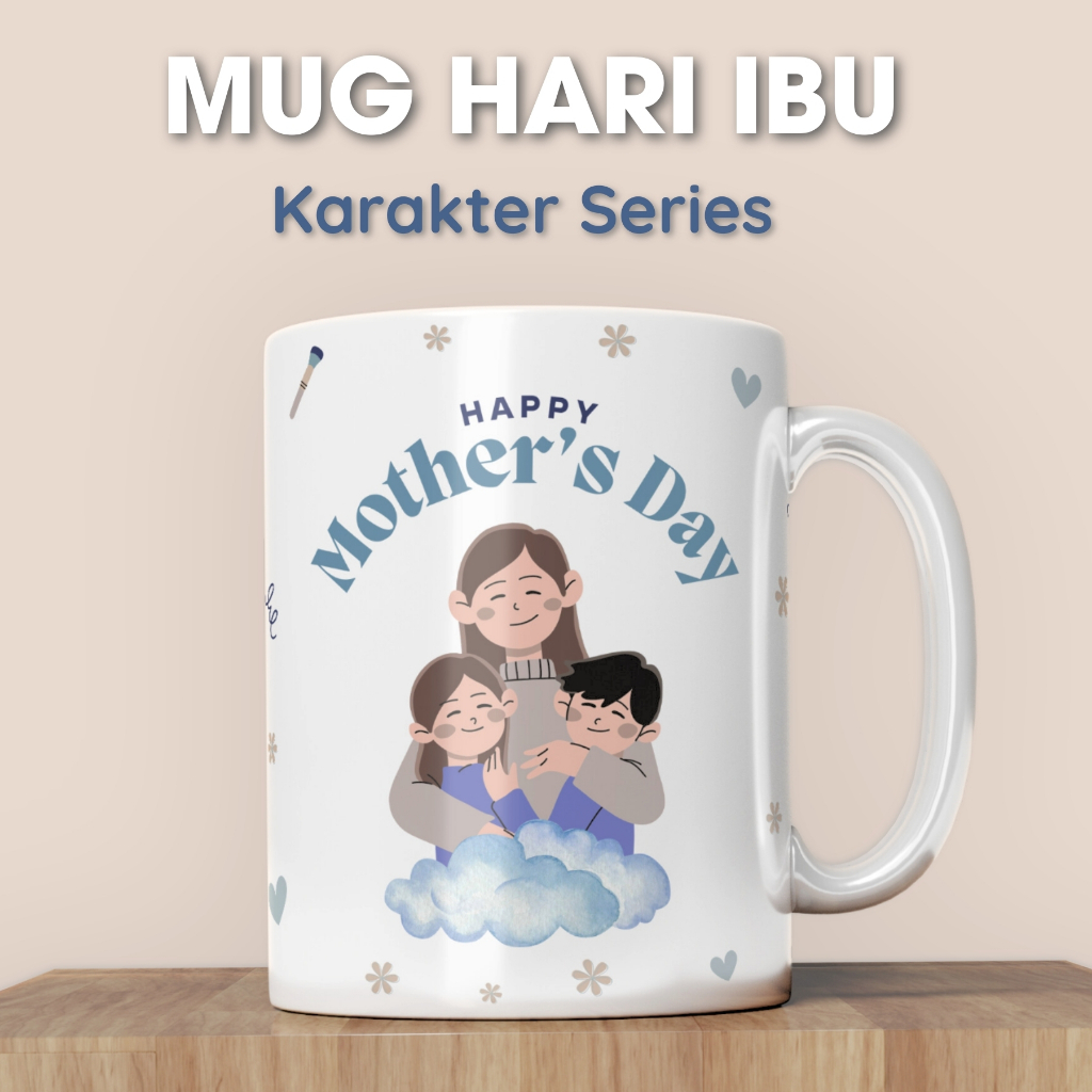 Jual MADLOV Mug Hari Ibu Nasional Karakter D2 Warna Biru Aesthetic Kado ...