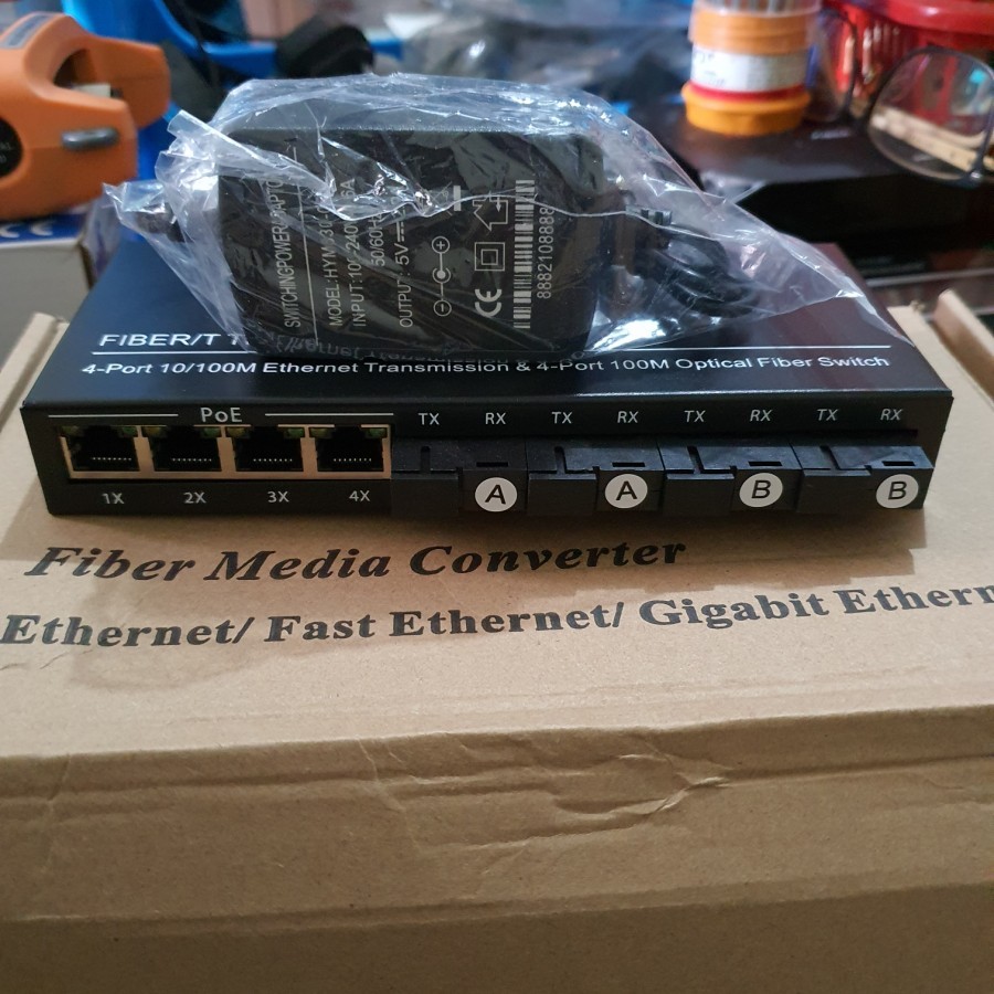 Jual Media Converter 4 port FO 4 Port Lan ethernet Fiber Switch | Shopee Indonesia