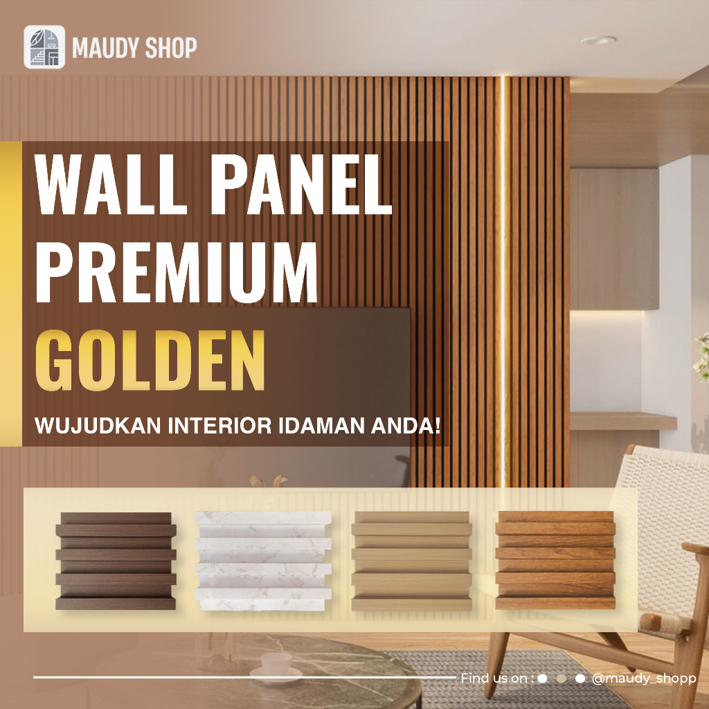 Jual WPC GOLDEN - WOOD PANEL WPC WALL PANEL DINDING UKURAN 300CM X 21CM ...