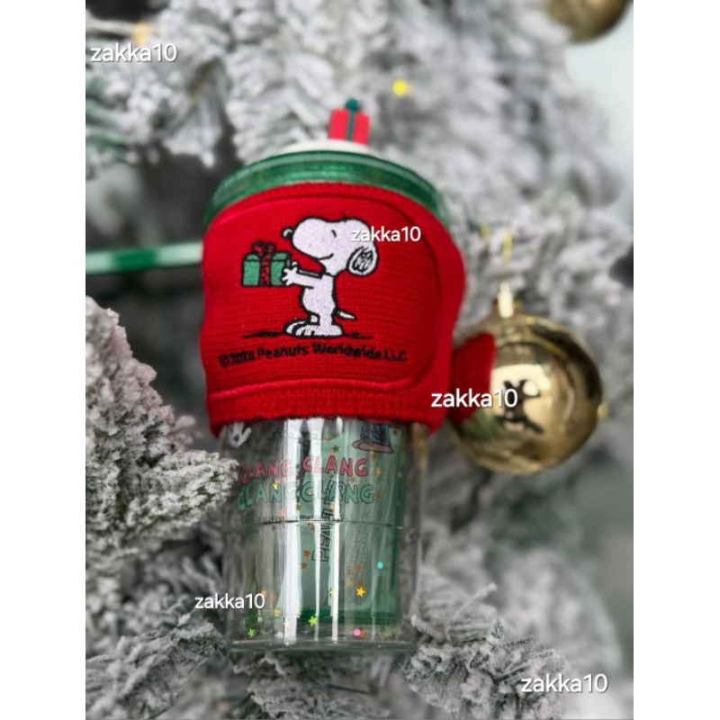 Jual Miniso Botol Minum Plastik Snoopy Red & Green 480ml / Snoopy Plastic Water Bottle Christmas ...