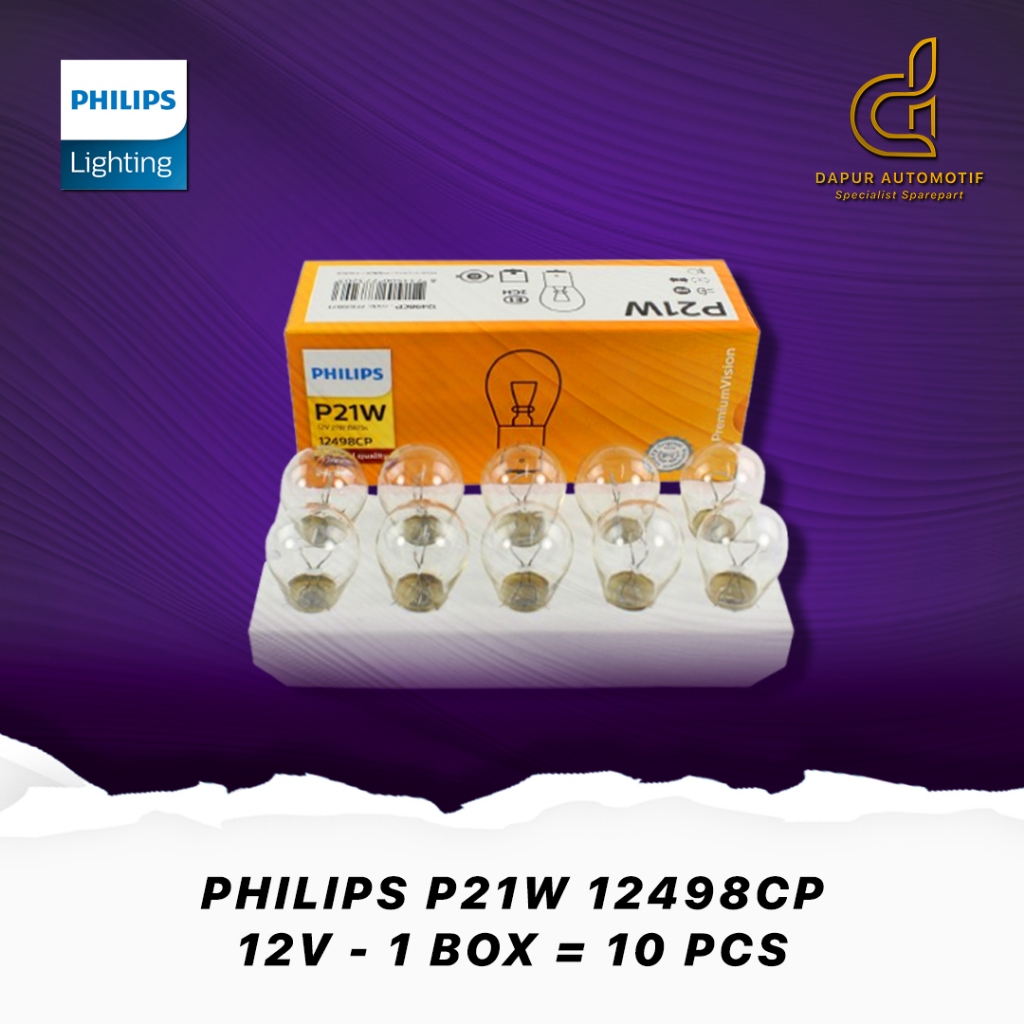 Jual Lampu Motor Mobil Philips Halogen - P21W 12498CP 12V BA15s ...