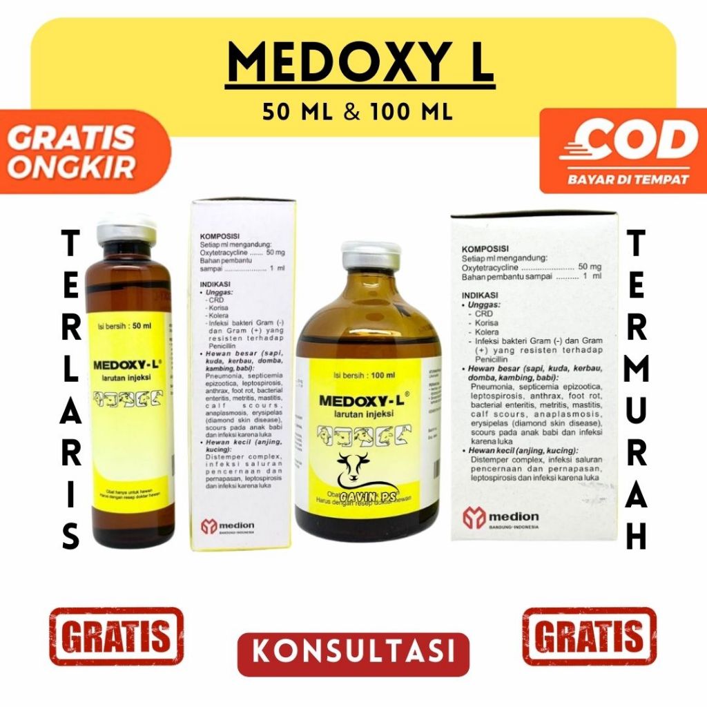 Jual MEDOXY L 50 & 100 ML - Obat Anti Infeksi Hewan Spektrum Luas Sapi ...