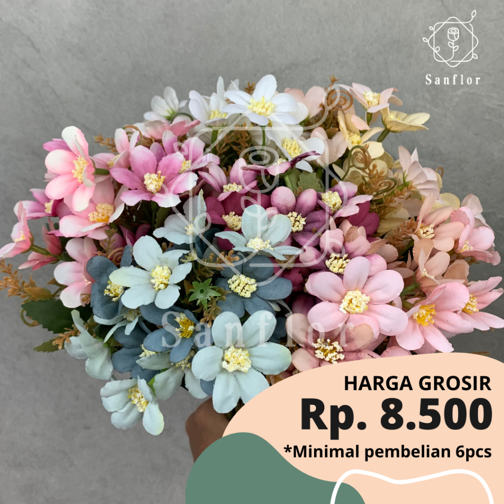 Jual MINI ASTER BOUQUET K5/ BUNGA ARTIFICIAL/ TANAMAN HIAS PLASTIK ...