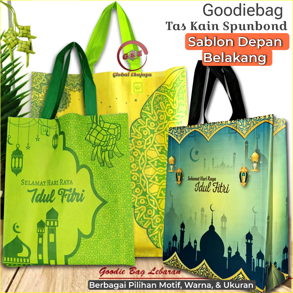 Jual Goodie Bag Tas Kain Spunbond Selamat Hari Raya Lebaran Idul Fitri Ukuran Jumbo Besar sedang ...